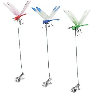 Fake Dragonfly Clip, Dragonfly Natural & Organic Concept Deer and Horse Fly Deterrent, Clip on Dragonfly for Outdoors 3D Dragonfly Garden Decor, 3 Colors Set