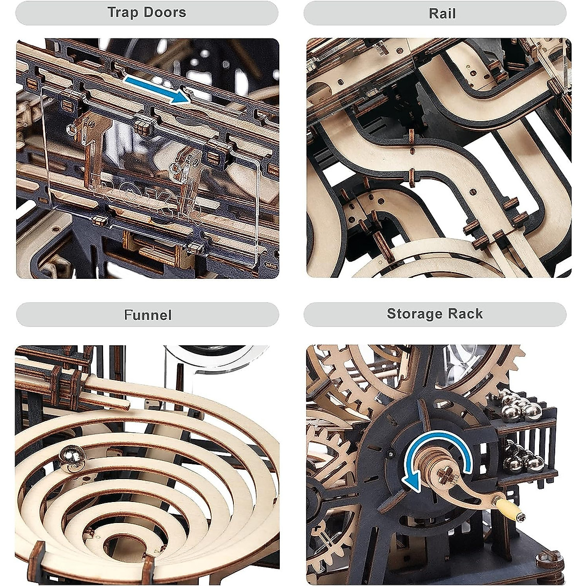 ROKR 3D Wooden Puzzles for Adult, Marble Run Puzzle Model Mechanical Marble Run Building Kits DIY Toy Hobbies for Adults for Men, Women