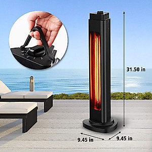 Electric Patio Heater, 1500W Outdoor Infrared Standing Heater with 90° Wide Oscillation, V0 Flame Retardant Material, Super Quiet Space Tower Heater, Ideal for Terrace Balcony Courtyard
