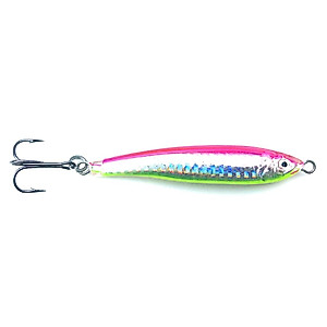 Epoxy Resin Fishing Jig Lure Pink/Yellow (2 inch / 0.5 Ounce) - Great for Striped Bass, Tuna and Other Game Fish