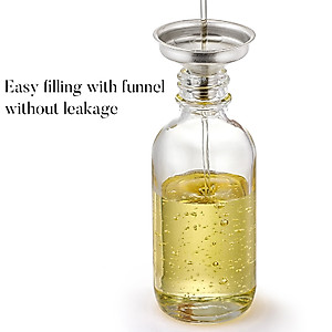 AOZITA 4 Pcs, 2 oz Clear Eye Dropper Bottles with 1 Stainless Steel Funnels & 4 Labels - Black Caps 60ml Thick Glass Tincture Bottles - Leakproof Essential Oils Bottle for Storage and Travel