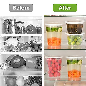 Moretoes 60 Mix Sets Plastic Deli Disposable Food Storage Containers With Airtight Lids, Heavy-Duty Microwaveable Airtight Container For Soups, Meal Prep, Leftovers, Sauces (2 Sizes, 16oz, 32oz)