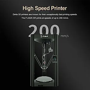 FLSUN Super Racer - 200 mm/s fast 3D printer, 2800 + mm/s², FDM Delta 3D printer with self-leveling resume 1.75 PLA DIY 3D printers print size Φ260 x 330 mm. (SR)