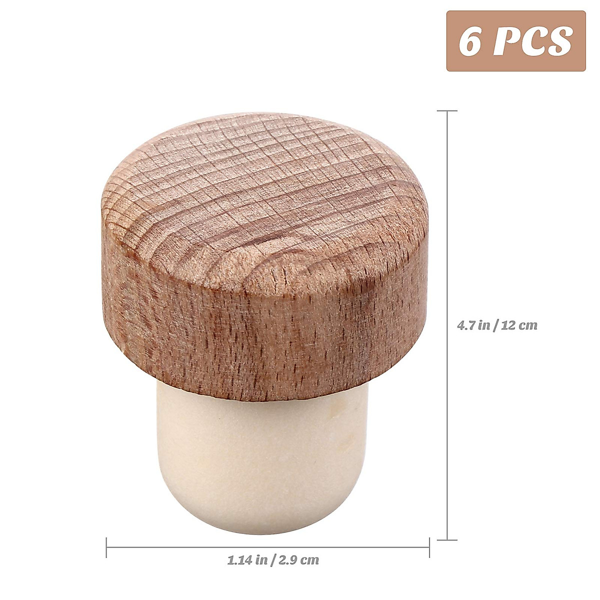 6 Pcs Wooden Wine Bottle Stopper Wood Wine Corks Crafts Replacement Corks for Wine Beer Bottle Glass Bottles DIY Craft
