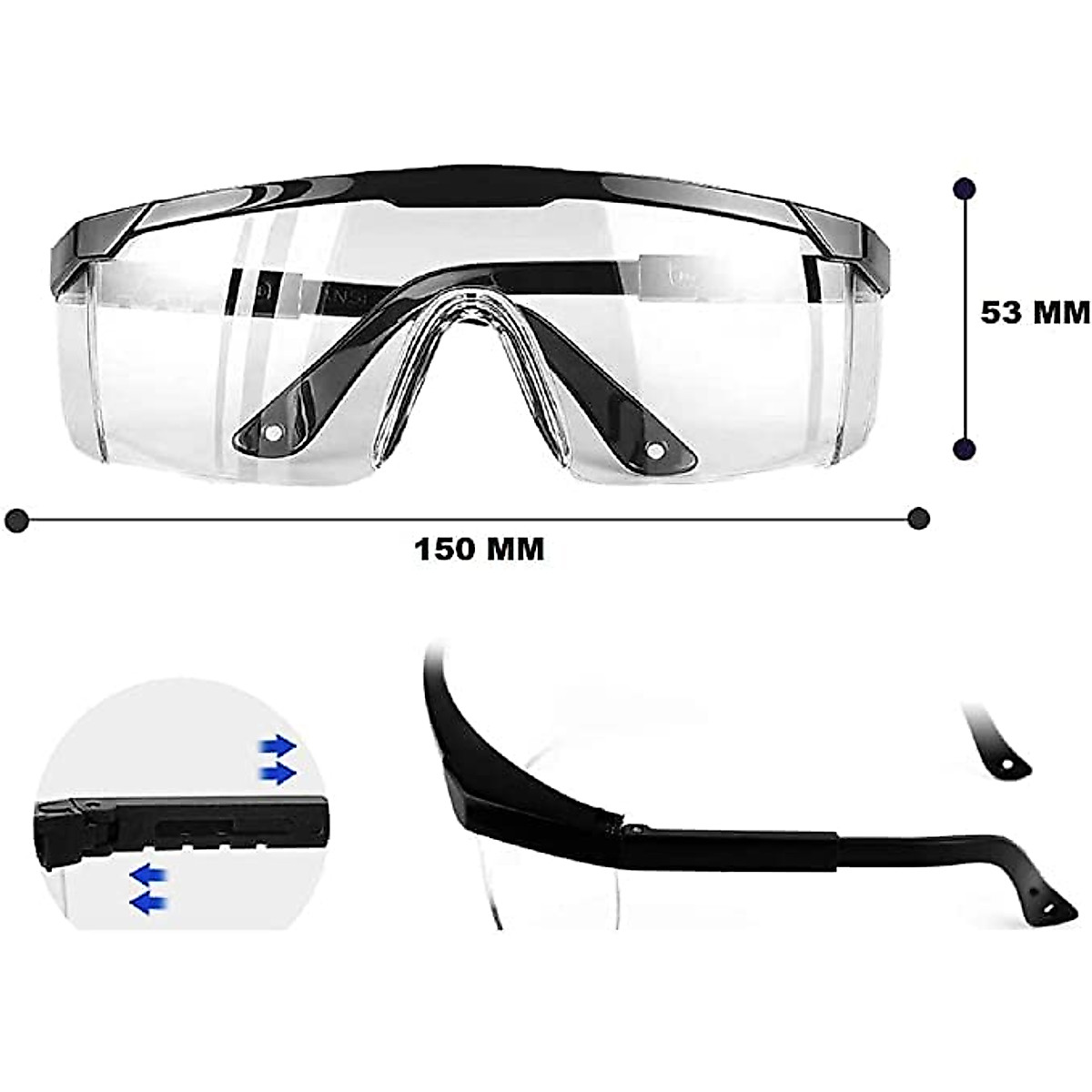 Euxor, (3 Pack) Safety Glasses Anti Fog & Shattered Proof, ANSI Z87.1 & EN 166 UV Resistant Protective Eyewear Safety Goggles, Wide Frame Eye Shield Goggles Scratch Resistant Best Eye Protection