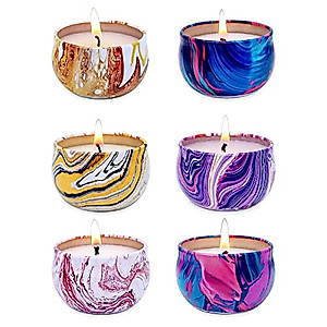6 Packs Scented Candles Gift Set for Valentine's Day and Mother's Day, 2.2oz Strong Fragrance Aromatherapy Candles for Home Scented, Natural Soy Wax Portable Travel Tin Candles for Relaxation Spa Yoga