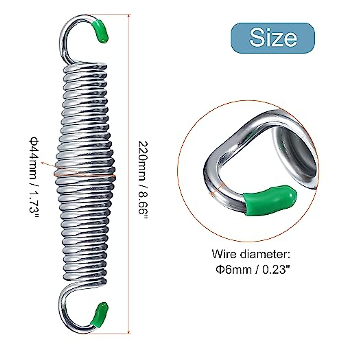 uxcell 2Pcs Porch Swing Springs, 1300 Lbs Capacity Galvanized Iron Swing Hangers for Ceiling Mount Swing Hammock Hanging Chair Sandbags, Silver