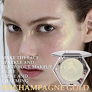 Shimmer Pearl Champagne Gold Highlighter Makeup Contour Palette,Face Illuminator Highlighter, Blush and Makeup Highlighter Bronzer Palette Highlighter+Makeup iluminadores Make Up (Dazzling)