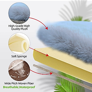 Baby Stroller Cushion Winter Warm Stroller Seat Liners 78 x 35cm Breathable Universal Newborn Carriage Cushion Faux Sheepskin Soothing Silky Soft Baby Seat Pad Liner for Stroller (Blue)