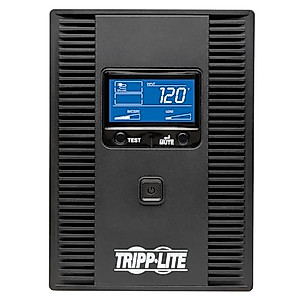 Tripp Lite SMART1500LCDT 1500VA 900W UPS Battery Back Up, AVR, LCD Display, Line-Interactive, 10 Outlets, 120V, USB, Tel & Coax Protection, 3 Year Warranty & Dollar 250,000 Insurance Black