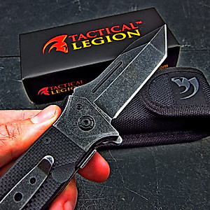 Tough Heavy Duty Everyday Carry Tanto Blade Ball Bearing Flipper Folding Pocket Knife with Sheath