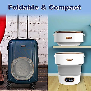 Portable Washing Machine, 15L New Model, Mini Foldable Washer with Dryer, Small Collapsible Compact Luandry Washer for Travel, Apartment, Dorm, Camping, RV, Underwears, Socks, Baby Clothes, Grey