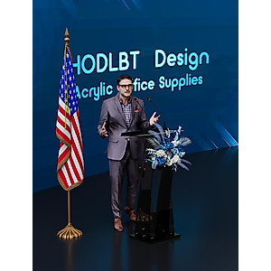 HODLBIT Upgraded Acrylic Podium Stand, Pulpits for Churches, 47.5inch Modern Lecterns & Podiums with Storage Shelf for Classroom, Weddings, Professional Presentation Podiums, Easy Assembly