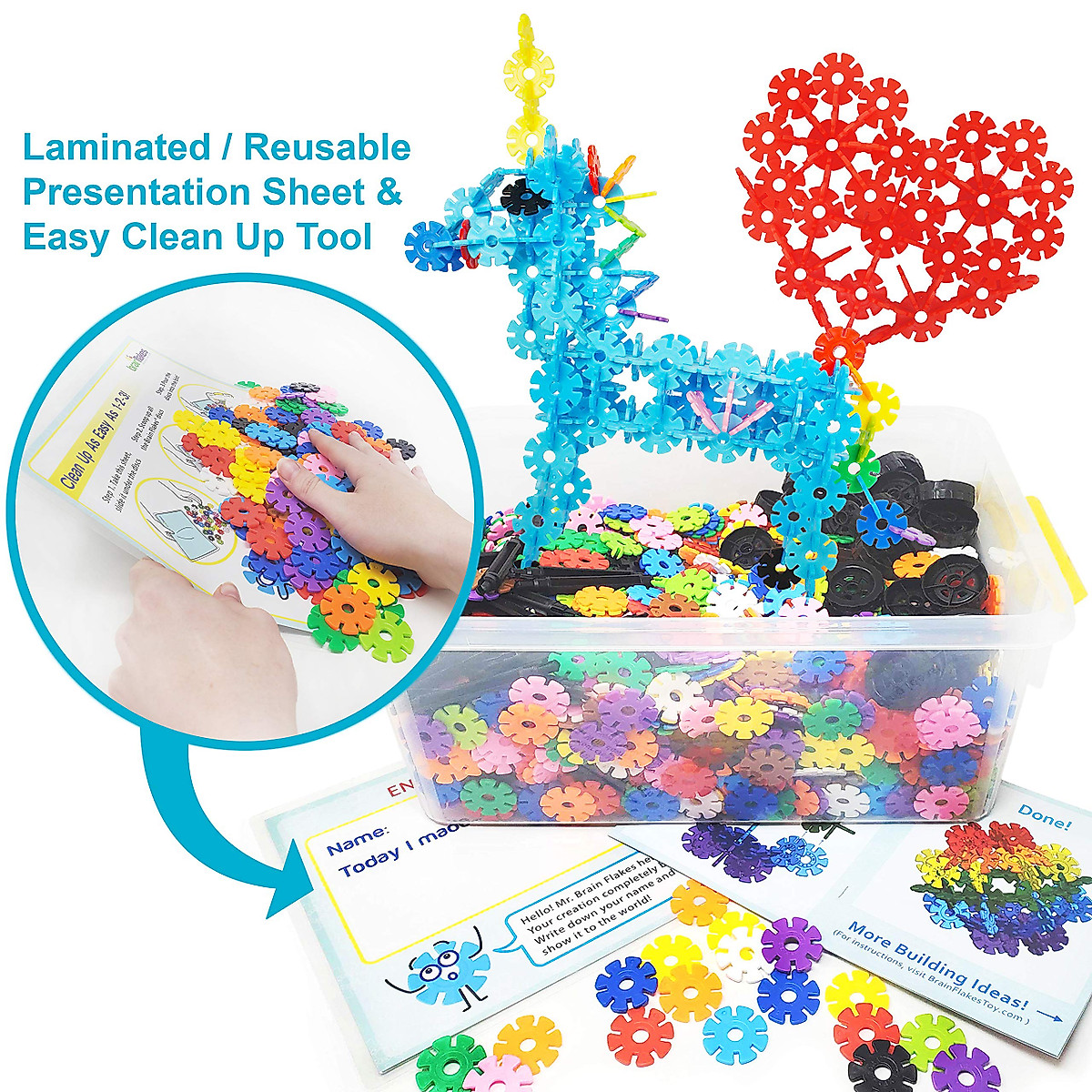Brain Flakes 2500 Piece Build 'n' Build Kit - A Creative and Educational Alternative to Building Blocks - Wheel Pieces and Special Parts Included - A Great Stem Toy for Both Boys and Girls