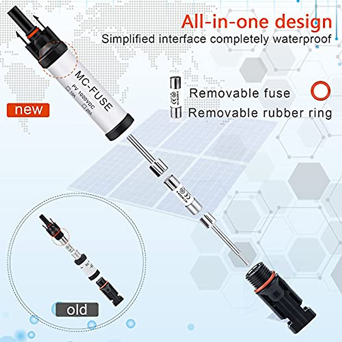 Pvfarosh 30A Solar Fuse Connector IP68 Waterproof 1000V in-line Fuse ...