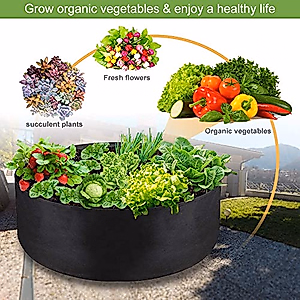 IWNTWY 50 Gallon Large Grow Bag, Heavy Duty Fabric Round Raised Garden Bed Planter Pots for Planting Herb Flower Vegetable Potato Plants (36" D x 12" H, Black)