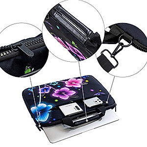 RICHEN Canvas Laptop Shoulder Bag Compatible with 11.6/12/12.9/13 Inches Netbook,Protective Carrying Handbag Case Cover with Side Handle (11-13 inch, Flowers)