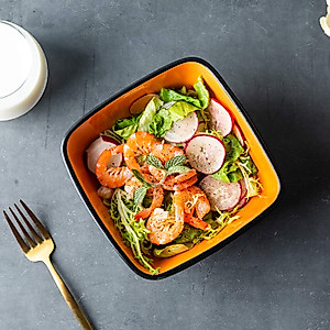 AmorArc 32oz Square Cereal Soup Bowls, Stoneware Bowls Set of 4 for Kitchen, Large Bowls for Cereal,Soup,Salad,Meal, Microwave & Dishwasher Safe-Colorful Inside