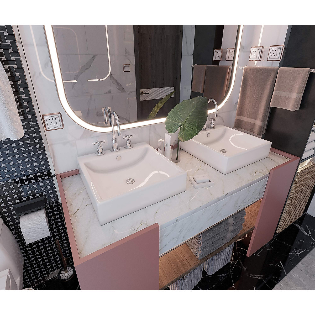 BURGELIY White Marble Wall Paper Marble Contact Paper Countertop Covers Peel and Stick Countertops for Kitchen Glossy Self-Adhesive Vinyl 15.7"×356" Granite Contact Paper for Cabinets Drawer Bathroom