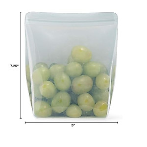 W&P Porter Silicone Reusable Storage Bag, Sandwich (36oz Stand-Up), Mint, Food Storage Container, Microwave and Dishwasher Safe, Easy Cleaning