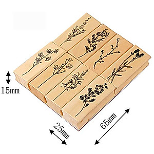 Yansanido Pack of 8 Pcs Plant and Flower Shape Wooden Rubber Stamps 2.5 Inch x 1 Inch x 0.6 Inch for DIY Craft Card and Photo Album (8Pcs Plant & Flower-02)
