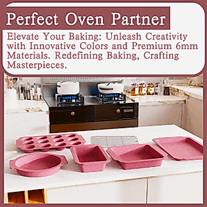 HIPTABLY Baking Sheet Pan Set, Oven Bakeware Set, Nonstick Baking Pans Set with Cooling Rack Stackable Muffin Pan, Cupcake Pan, Dishwasher Safe Carbon Steel Bake Set (Pizza Set)