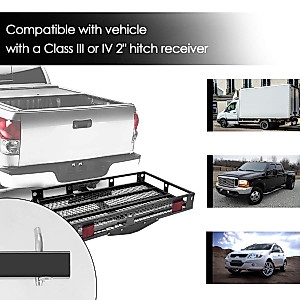 IRONMAX Hitch Cargo Carrier with Ramp, Heavy Duty Folding Mobility Scooter Wheelchair Hitch-Mounted Carrier for Car, Truck, SUV, RV, 500LBS Weight Capacity