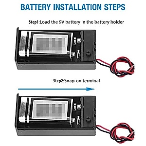 QTEATAK 2pcs 9v Battery Holder with Switch and Lead Wires