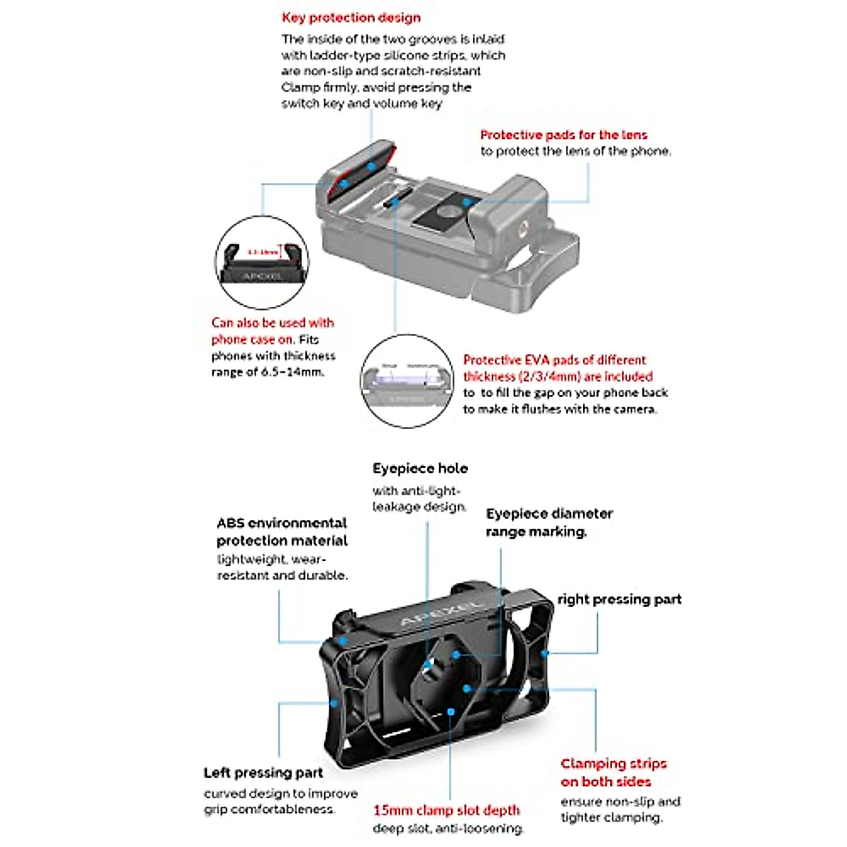 Telescope Phone Adapter, Multipurpose Telescope Smartphone Adapter Mount, Universal Telescope Phone Mount Adapter for Adults-Fits Almost All Optical Equipment and Smartphones on The Market