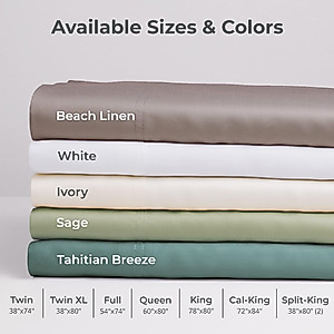 Cariloha Classic 4-Piece Twill Sheet Set | Beach Linen | King | Viscose Material | Allergy Resistant and Extra Soft | Cooling for Hot Sleepers | Corner Bands