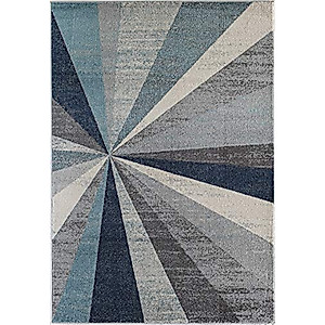 Rugs America Rays Contemporary Geometric Rug Hale Blue KA20A 8'0"X10'0" Area Rug