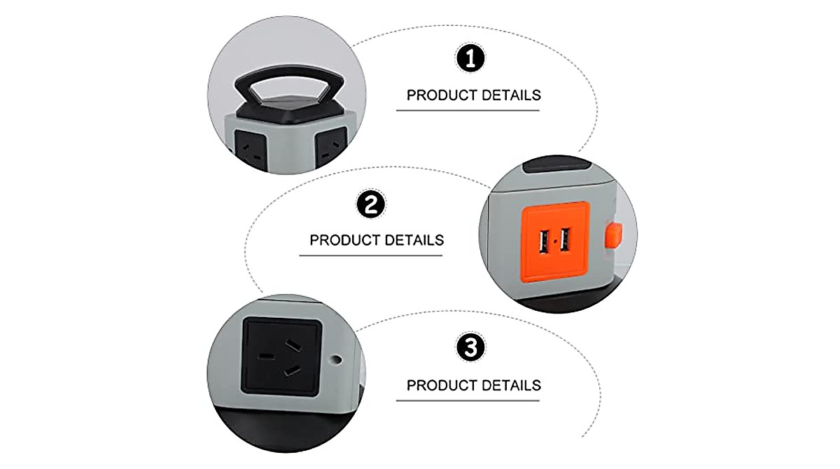 2 Power Outlet Home Power Board with USB & Surge Protection