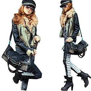 Cayla Women Tote Handbag shinestone Ladies Purse Crossbody Shoulder Bag top handle Hobo Satchel bag, Black, Large