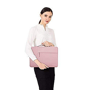 MOSISO Laptop Sleeve with Corner Protection Compatible with MacBook Air/Pro, 13-13.3 inch Notebook, Compatible with MacBook Pro 14 2023-2021 A2779 M2 A2442 M1, Polyester Briefcase Bag, Pink