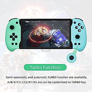 Mcbazel Switch Controller Grip for Handheld Mode, Ergonomic Controller for Switch/ Switch OLED with 6-Axis Gyro, Mapping, Vibration - Green & Blue