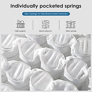 King Mattress,12 Inch Hybrid Mattress,Pocket Spring for Good Support,King Bed Mattress in A Box, Cooler Sleep & Pressure Relief,CertiPUR-US Certified,10 Year Warranty,120 Nights Risk-Free Trial