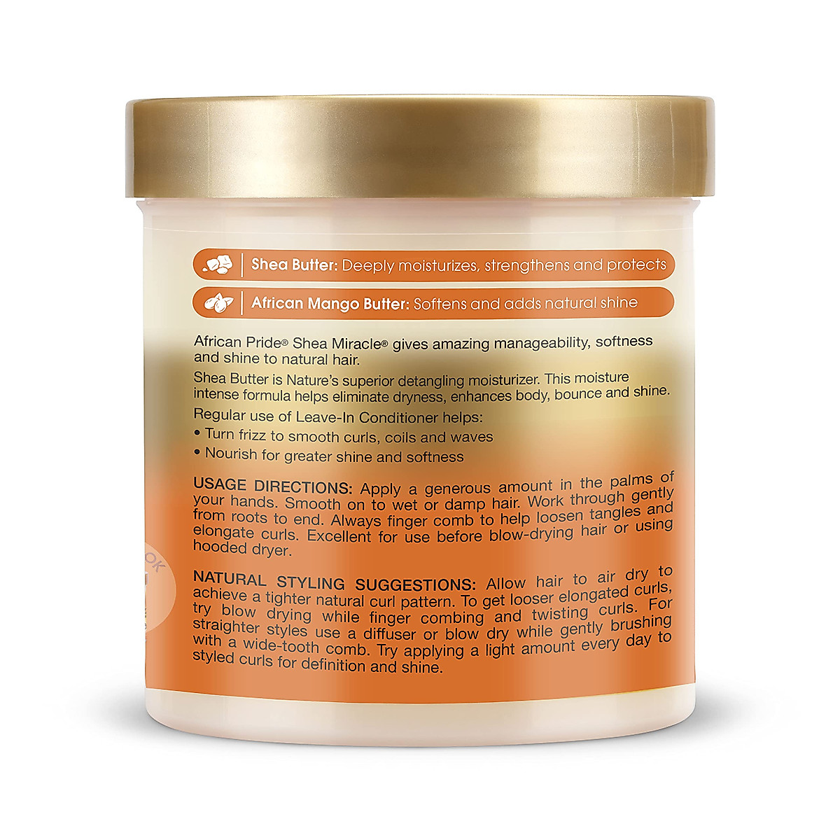 African Pride Shea Miracle Leave In Conditioner - Contains Shea & African Mango Butter to Smooth Curls, Coils & Waves, Nourishes Hair, 15 oz