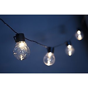 ORA Solar Powered String Lights, 10 LED Clear Ball Waterproof Outdoor Lights, Dual Mode, Decorative Lights for Indoor/Outdoor, Wedding, Homes, Party - Clear Orb Design (2 Pack)