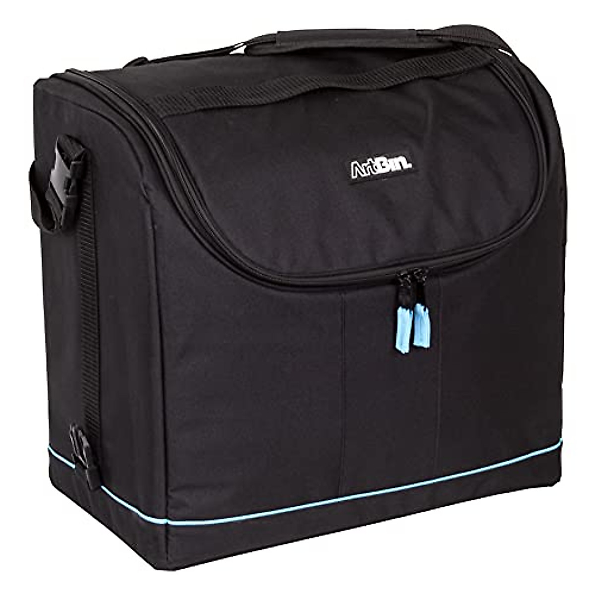 ArtBin 6922SP Tote Express Rolling Portable Art Craft & Sewing Storage Organizer Bag with Wheels-Fits Sewing Machine, 0, Black/Aqua