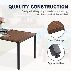 VICLLAX Outdoor Dining Table for 6, 63 Inch Rectangle Patio Dining Table for Outside Patio Furniture Deck Lawn Garden, Walnut