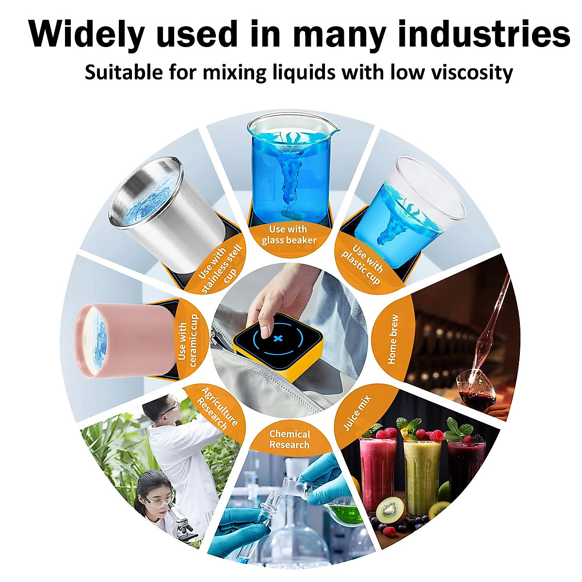 LVDALAB Magnetic Stirrer, Mini Magnetic Stir Plate with 4 Pcs Stir Bars and 1Retriever, 3000RPM Magnetic Stirrer Mixer Lab Stirrers, Max Capacity 2000ml, Brushless DC Motor 5 Gear Speed-Yellow