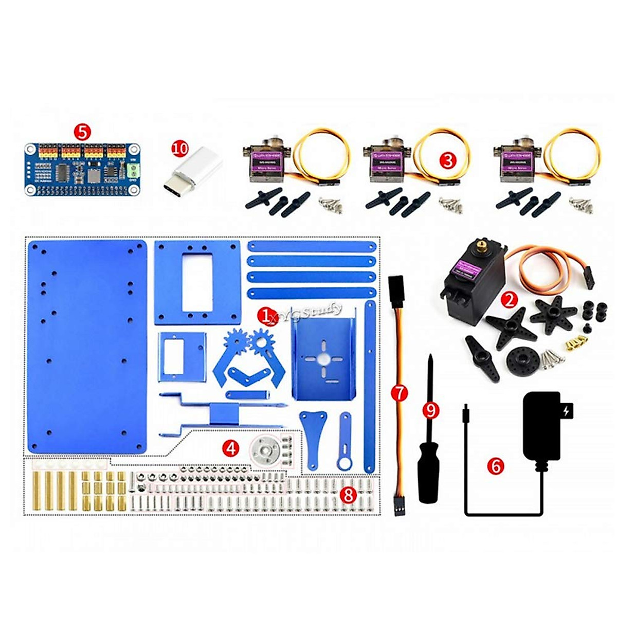 4-DOF Metal Robot Arm Bluetooth WiFi Remote Control Starter Kit Compatible with Raspberry Pi Zero/Zero W/Zero WH/2B/3B/3B+/4B Jetson Nano @XYGStudy