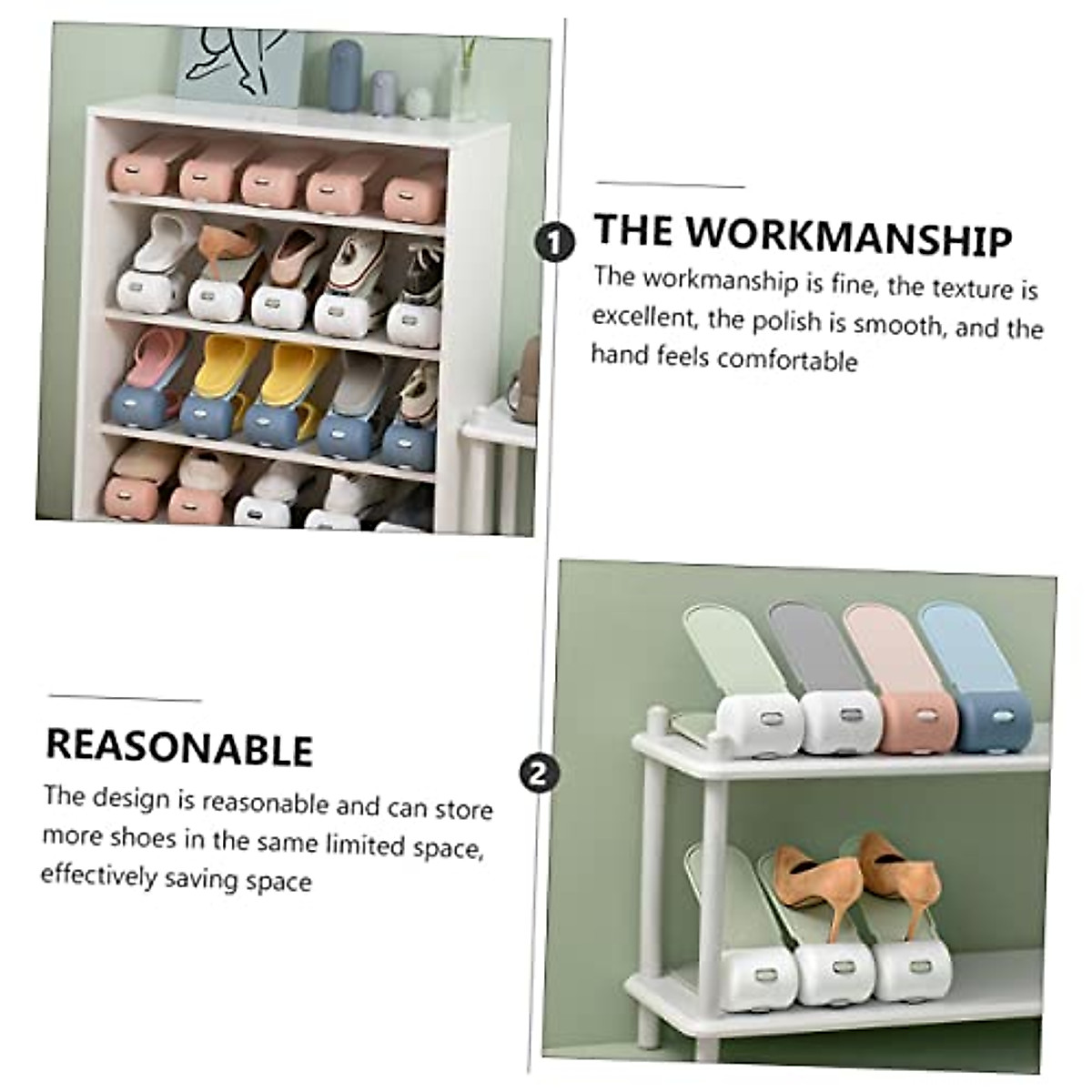 SOLUSTRE 4pcs Organizer Non-Skid Shoe Organization Rack Professional Storage Home Units Holder Adjustable Stacker Use Space Shelf for Clo Shoes Fresh Deck Two- Double Saver Non-Slip