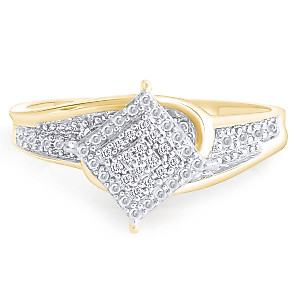 Jewel Zone US Natural Diamond Accent Engagement and Wedding Fashion Ring in 14k Gold Over Sterling Silver (0.03 Ct)