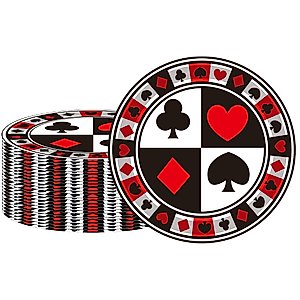 40 Pcs Casino Party Supplies Poker Paper Plates 7" Casino Party Plates for Casino Night Poker Game Theme Poker Card Playing Club Heart Poker Night Las Vegas Birthday Party Decorations (Poker)