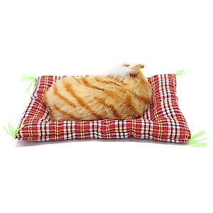 Coolayoung 2Pcs Sleeping Cat on Pad Doll Toy, Cute Mini Kitten on Pad with Meows Sounds Decor Hand Toy Gift for Kids Boys Girls