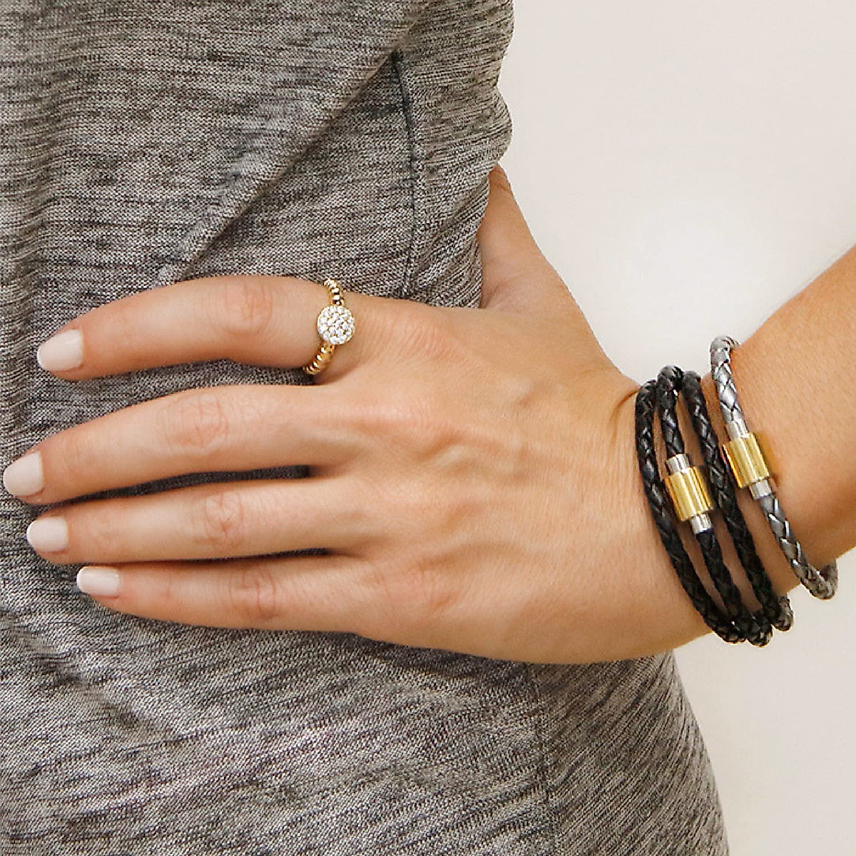 Leather Wrap Bracelets for Women - Quickly Layer our Boho Wrap Bracelets Using the Magnetic Clasp - Made in the USA our Beautiful Leather Wrist Bracelets for Women Make Great Gifts - Black