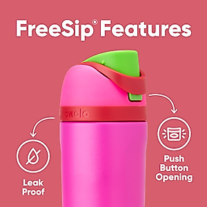 Owala Kids FreeSip Insulated Stainless Steel Water Bottle with Straw for Sports, Travel, and School, BPA-Free Sports Water Bottle, 16 oz, All The Berries