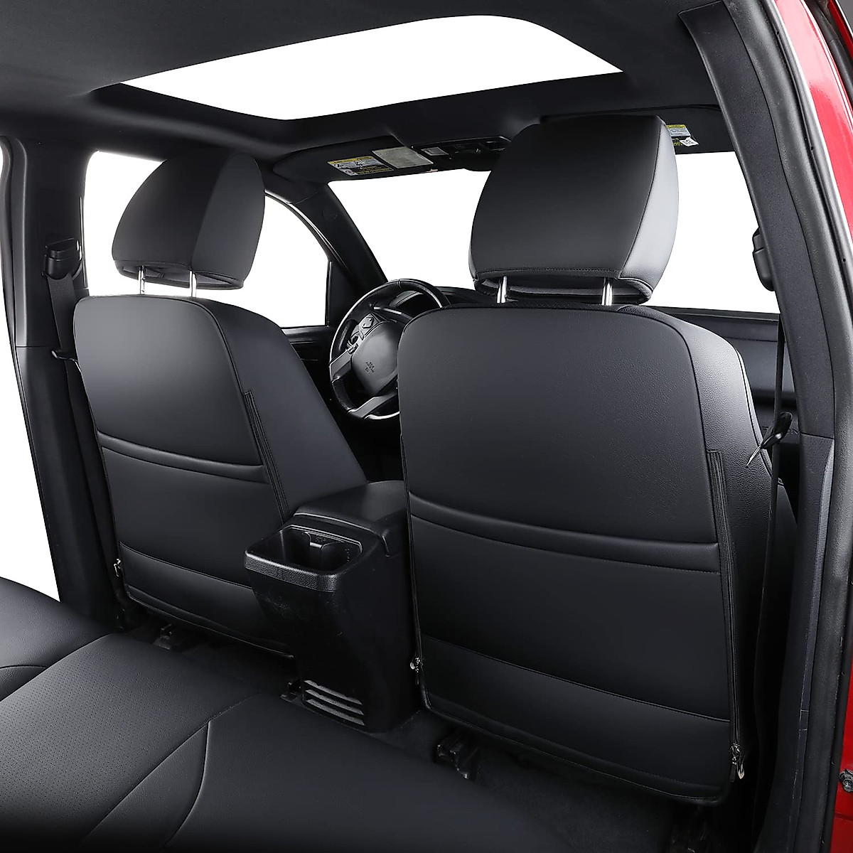 LUCKYMAN CLUB Tacoma Seat Covers, Fit for 2016-2023 Tacoma Crew Double Access Cab SR SR5 TRD Sport TRD Off-Road TRD PRO Limited with Water Proof Faux Leather(Front Pair 2016-2023, Black 2pcs)