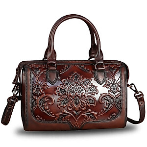 Genuine Leather Top Handle Handbag for Women Handmade Vintage Satchel Retro Cowhide Crossbody Handbags Purse Hobo Bags